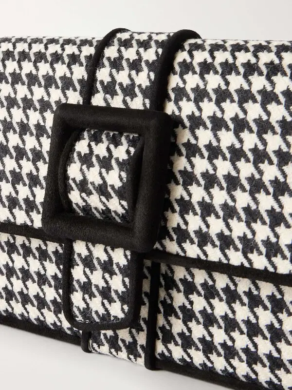 Manolo Blahnik Maycap Houndstooth Wool Clutch