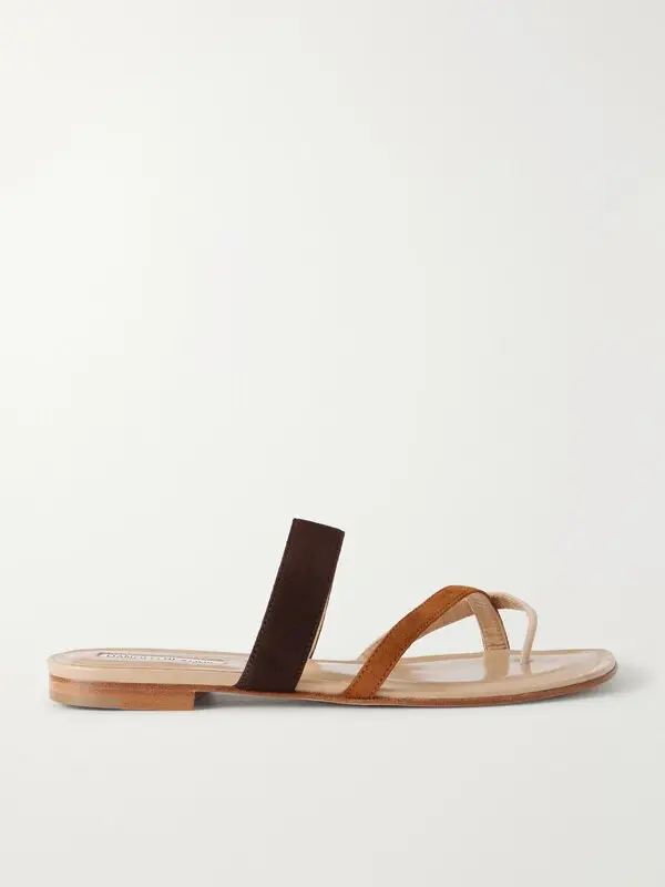Manolo Blahnik Susatri Suede Sandals - Brown