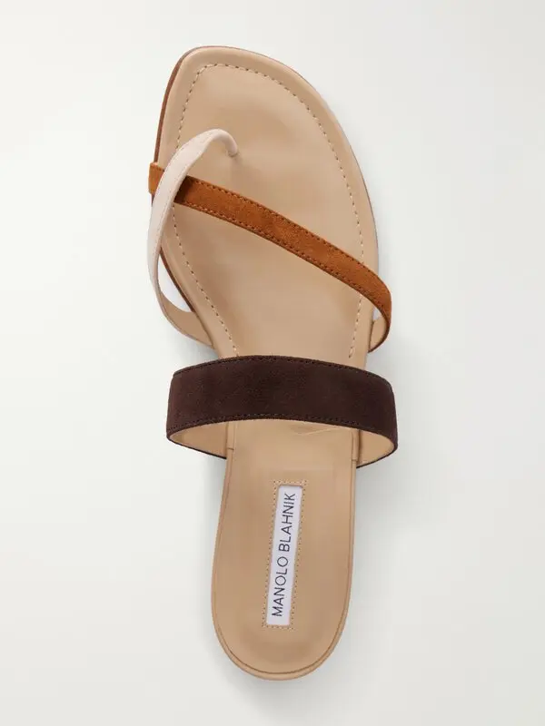 Manolo Blahnik Susatri Suede Sandals - Brown