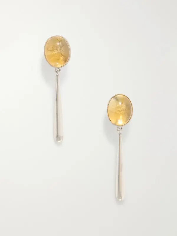 LOREN STEWART Sterling Silver And Citrine Drop Earrings - Yellow