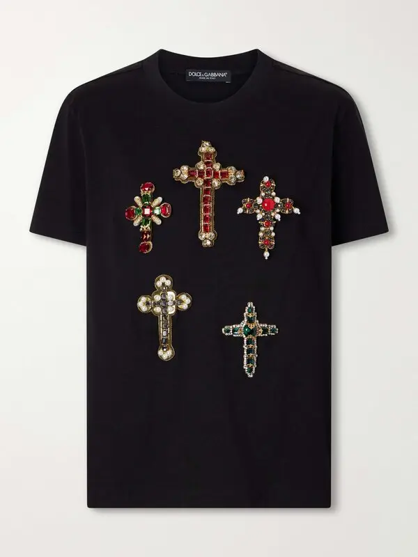 Dolce & Gabbana Embellished Cotton-jersey T-shirt