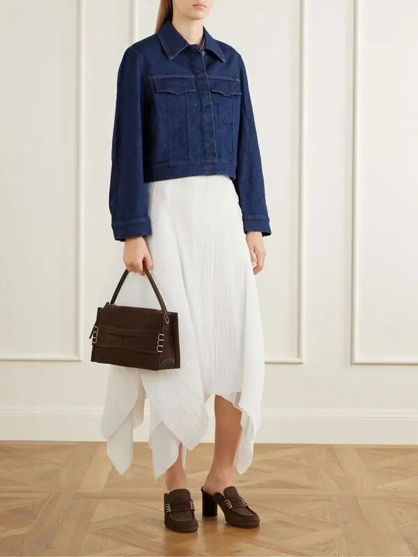 JW Anderson Asymmetric Plissè-crepe Midi Skirt