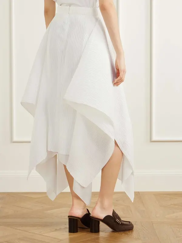 JW Anderson Asymmetric Plissè-crepe Midi Skirt