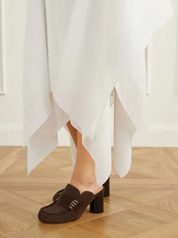 JW Anderson Asymmetric Plissè-crepe Midi Skirt