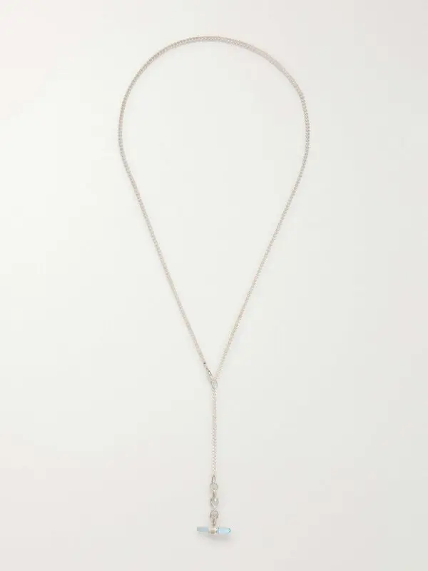 LOREN STEWART Lunette Barbell Sterling And Topaz Necklace - Silver