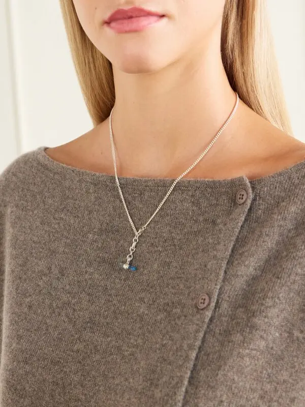 LOREN STEWART Sterling And Topaz Barbell Necklace - Silver