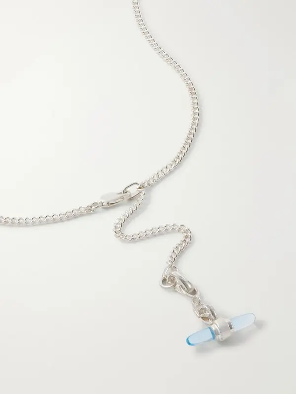 LOREN STEWART Sterling And Topaz Barbell Necklace - Silver