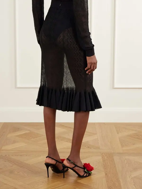 Dolce & Gabbana Ruffled Lace Midi Skirt