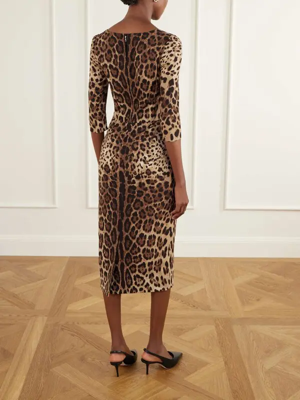 Dolce & Gabbana Leopard-print Stretch-silk Midi Dress