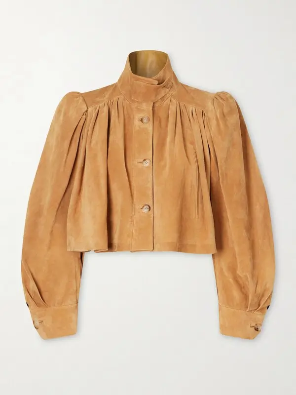 Chloé Cropped Suede Jacket - Brown