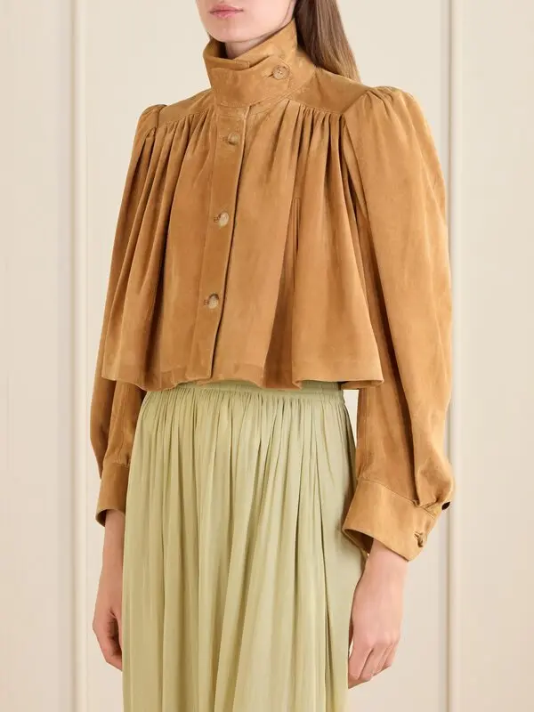 Chloé Cropped Suede Jacket - Brown