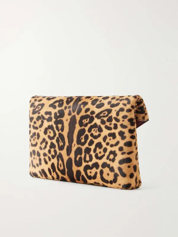 Saint Laurent Cassandre Leopard-print Pony Hair Clutch - Leopard Print