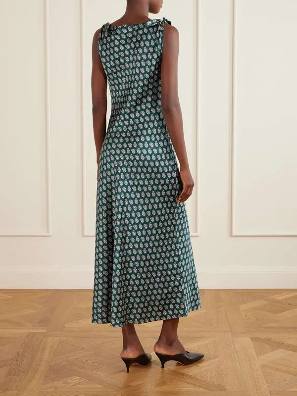DÔEN Mariselle Printed Halterneck Silk-blend Maxi Dress