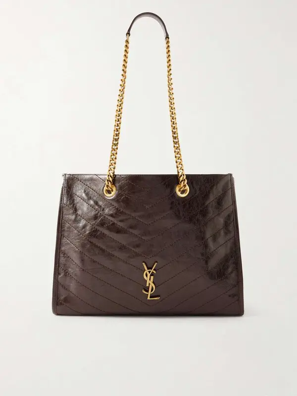 Saint Laurent Niki East West Crinkled-leather Tote - Brown