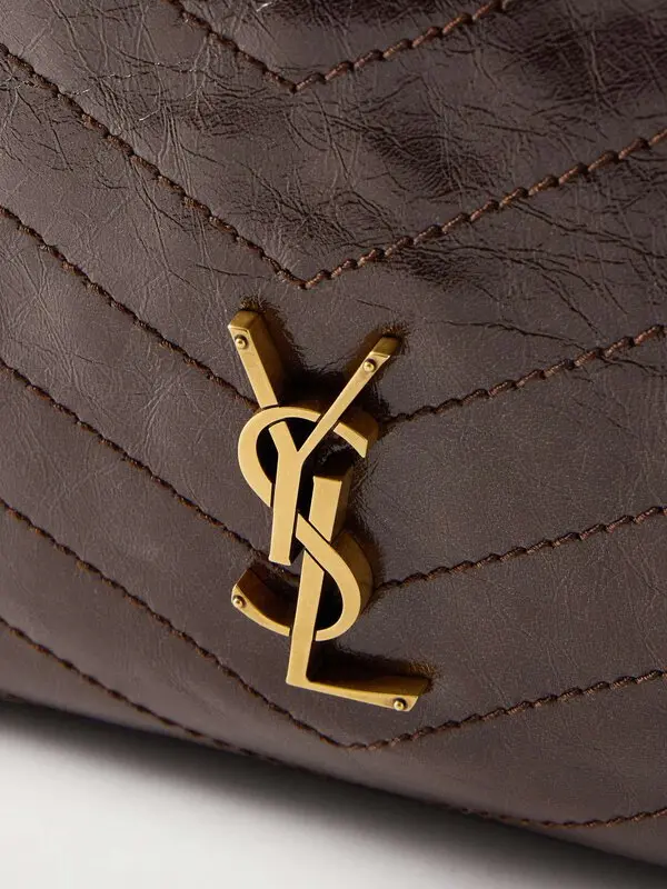 Saint Laurent Niki East West Crinkled-leather Tote - Brown