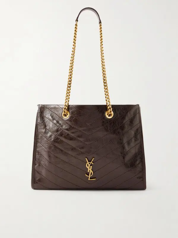 Saint Laurent Niki East West Crinkled-leather Tote - Brown
