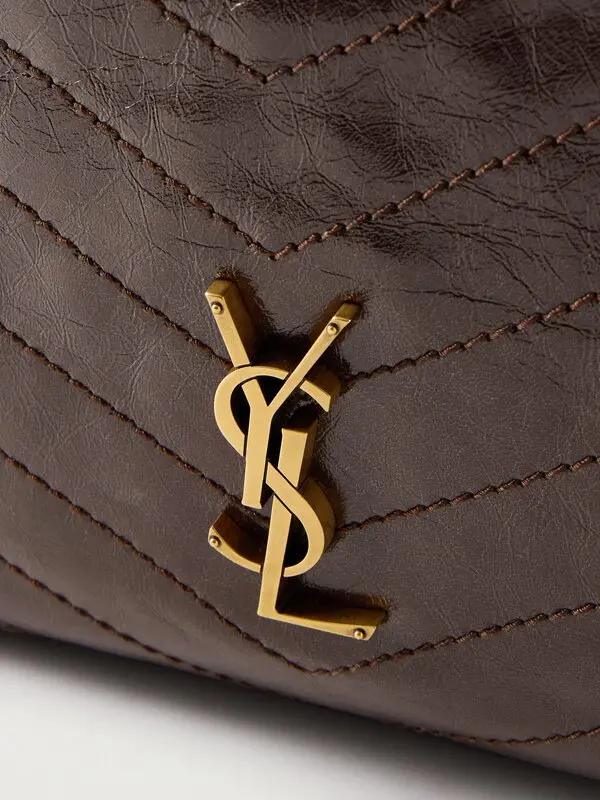 Saint Laurent Niki East West Crinkled-leather Tote - Brown