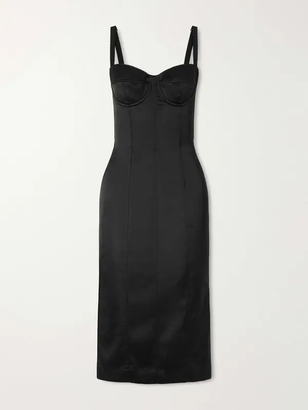 Dolce & Gabbana Paneled Satin Bustier Midi Dress