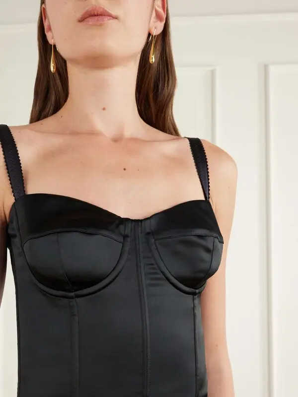 Dolce & Gabbana Paneled Satin Bustier Midi Dress