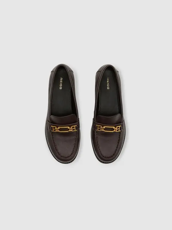 REISS Rita Leather Hardware-detail Loafers
