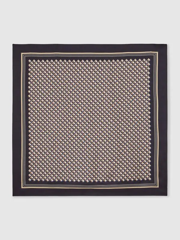 REISS Carmen Silk Geometric-print Square Scarf