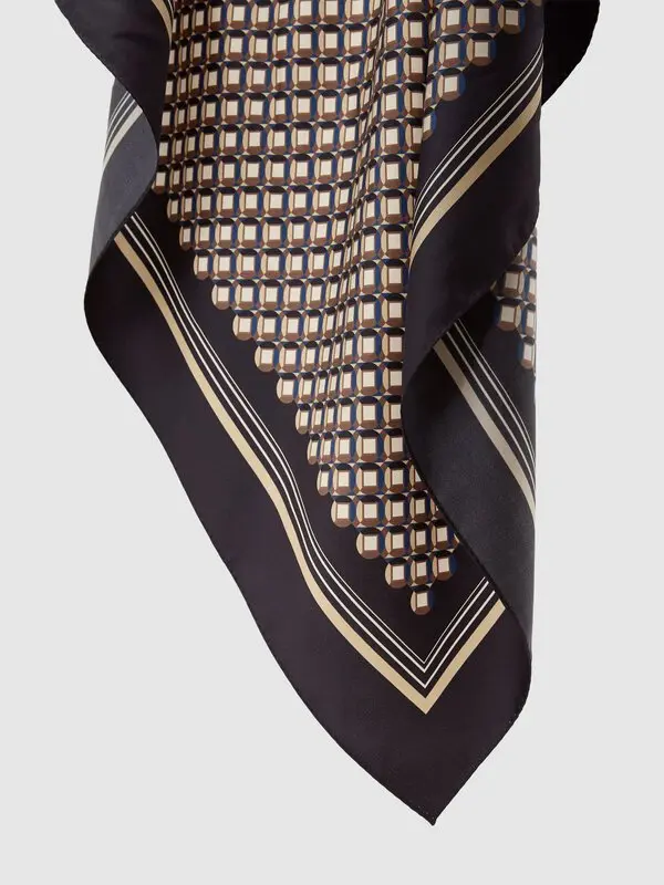 REISS Carmen Silk Geometric-print Square Scarf