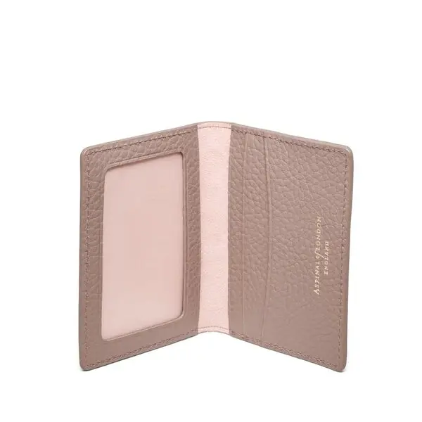 ASPINAL OF LONDON Id & Travel Card Case In Soft Taupe Pebble - Neutral