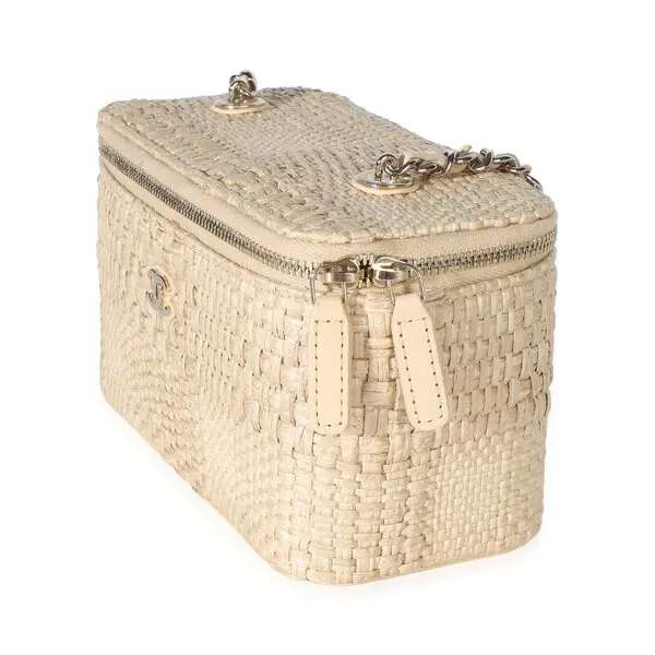 Chanel Braided Raffia Vanity Case With Chain