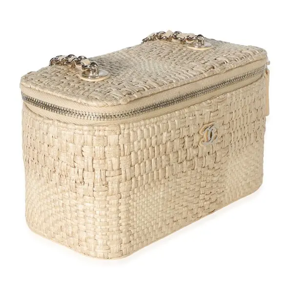 Chanel Braided Raffia Vanity Case With Chain