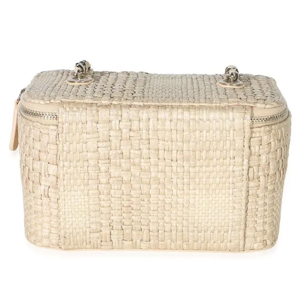Chanel Braided Raffia Vanity Case With Chain
