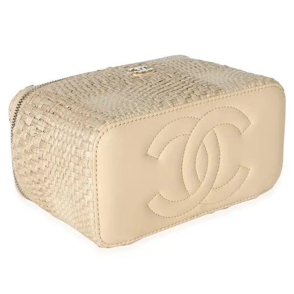 Chanel Braided Raffia Vanity Case With Chain