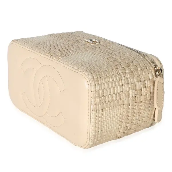 Chanel Braided Raffia Vanity Case With Chain