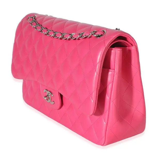 Chanel Quilted Lambskin Jumbo Double Flap Shoulder Bag - Pink