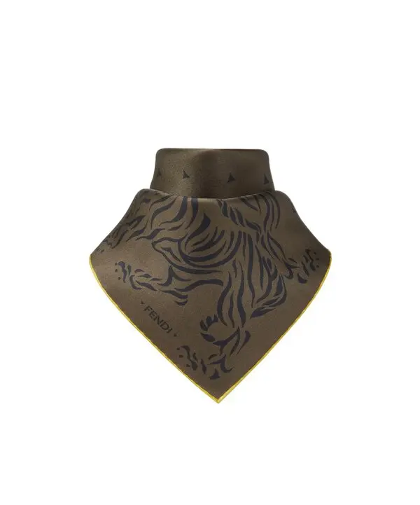 Fendi Silk Foulard With Tiger Print - Green