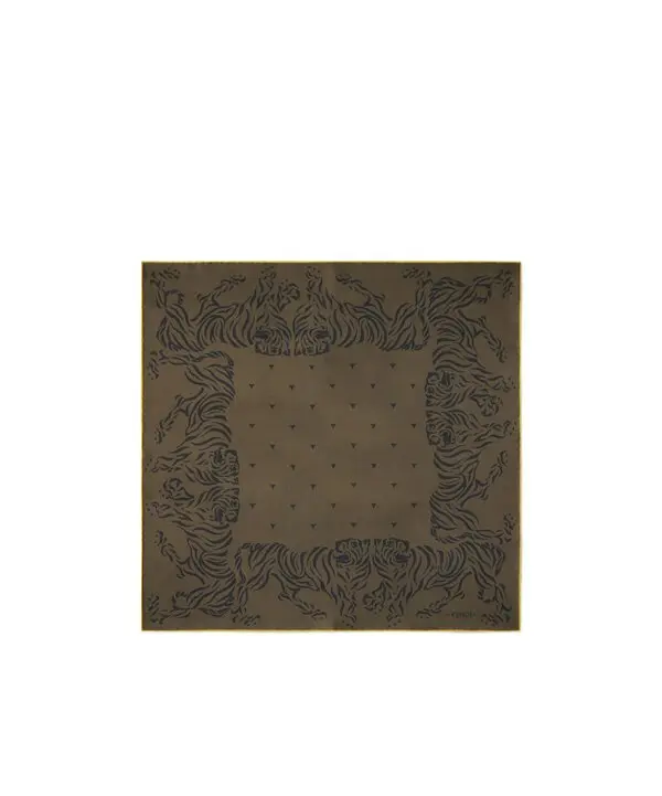 Fendi Silk Foulard With Tiger Print - Green
