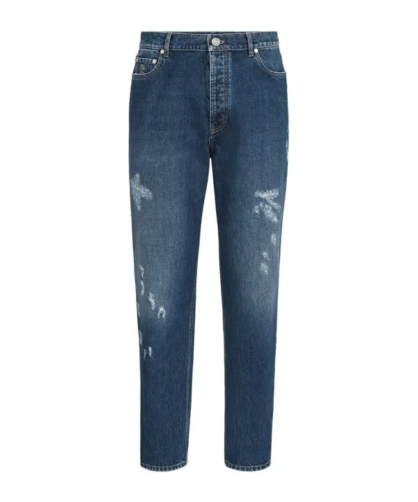 Brunello Cucinelli Distressed Logo Embroidery Jeans