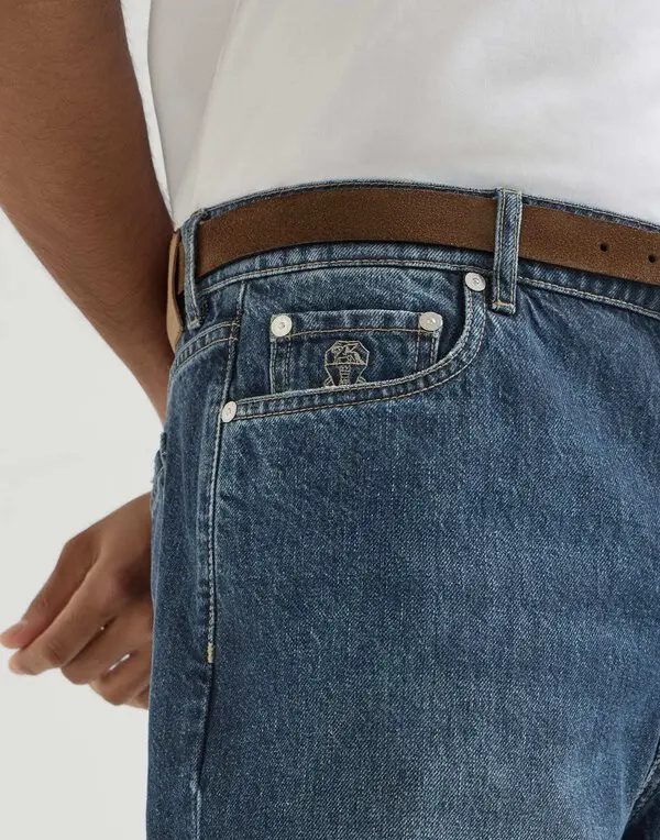 Brunello Cucinelli Distressed Logo Embroidery Jeans