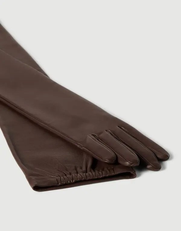 Brunello Cucinelli Nappa Leather Long Gloves - Rust-brown