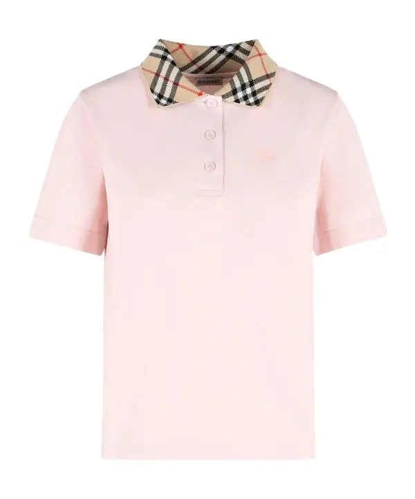 Burberry Embroidered Checked Collar Polo Shirt