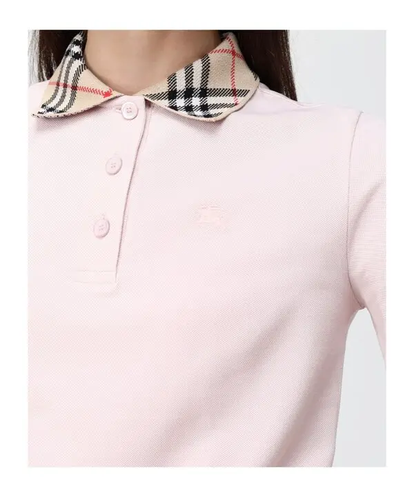 Burberry Embroidered Checked Collar Polo Shirt