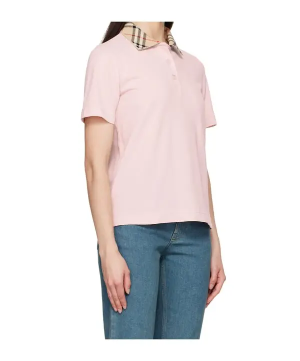 Burberry Embroidered Checked Collar Polo Shirt