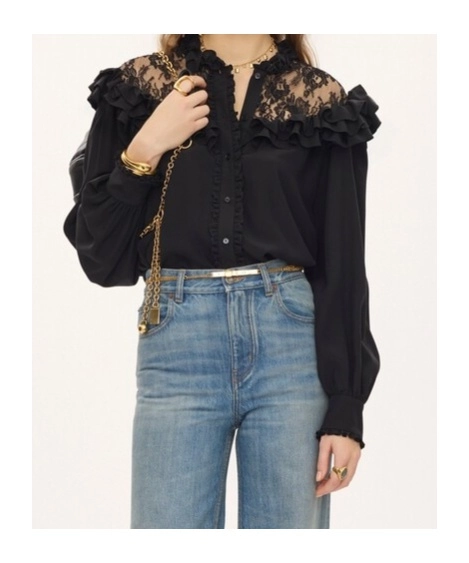 Chloé High-neck Laced Ruffled Blouse