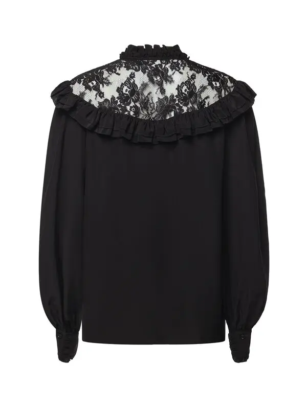 Chloé High-neck Laced Ruffled Blouse