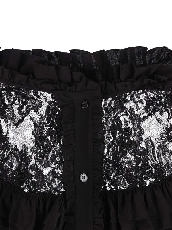 Chloé High-neck Laced Ruffled Blouse