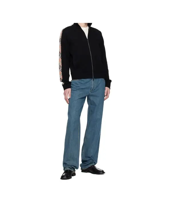 Burberry Zip-up Sweater With Check Trim
