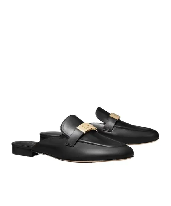 Tory Burch Leelee" Loafer Flat Mules - Black