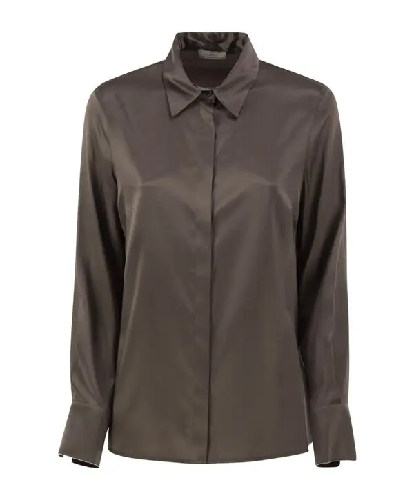 Peserico Stretch Shirt With Concealed Placket