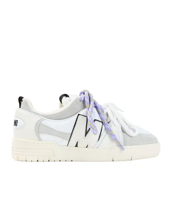Moschino Logo-patch Panelled Sneakers - White