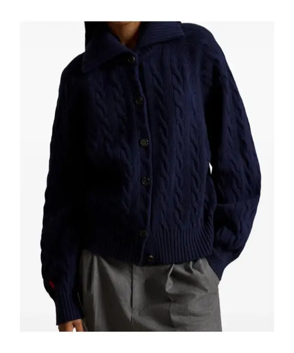 Polo Ralph Lauren Cable Knit Cardigan With Embroidered Logo