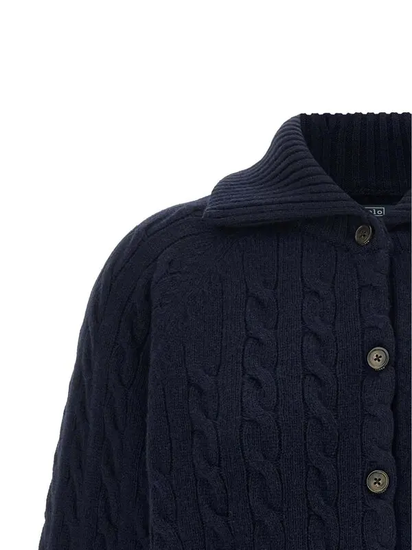 Polo Ralph Lauren Cable Knit Cardigan With Embroidered Logo